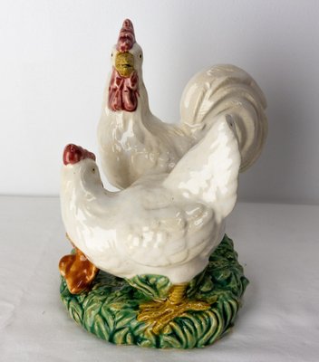 Vintage Ceramic Chickens Antique Victorian WHITE Ceramic & Gold Gilt