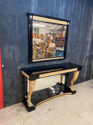 Large Baroque Console Table with Mirror 1950s Set of 2