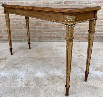 Mid-Century French Console Table in Walnut and Oak Veneer Mid-Century French Console Table in Walnut and Oak Veneer