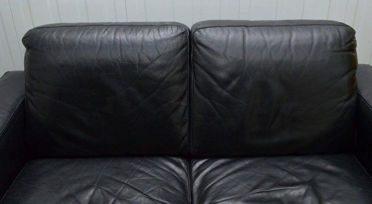 20th Century Black Leather 2-Seater Sofa from Natuzzi for 20th Century Black Leather 2-Seater Sofa from Natuzzi for