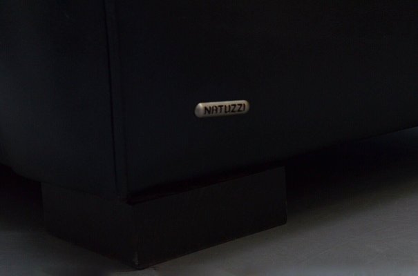 20th Century Black Leather 2-Seater Sofa from Natuzzi for 20th Century Black Leather 2-Seater Sofa from Natuzzi for