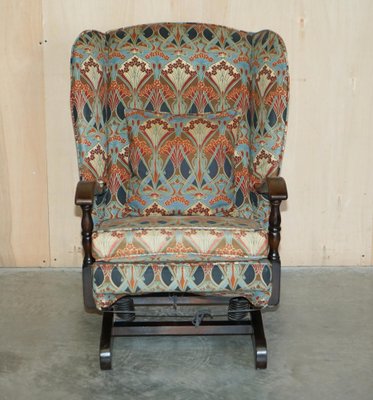 Vintage English Oak Rocking Armchair with Libertys London Ianthe from Liberty 1930s for sale at Pamono