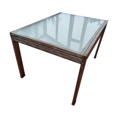 Mid Century Satined Glass Extendable Dining Table
