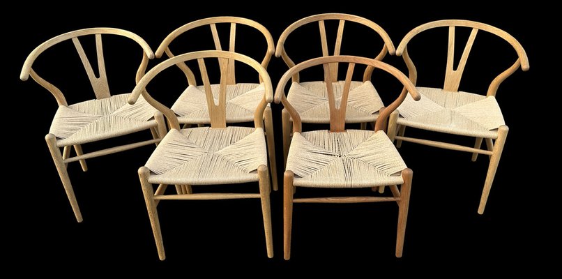 CH24 Wishbone Chairs by Hans Wegner for Carl Hansen Son Set of 6