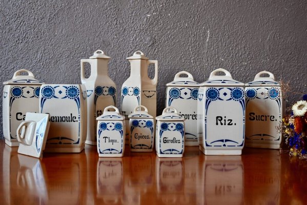 French Art Nouveau Spice Jars 1890s Set of 9 for sale at Pamono