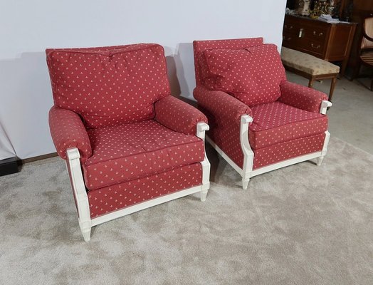 Large Chairs with Ottoman in Louis XVI Style Set of 3 for sale at Pamono