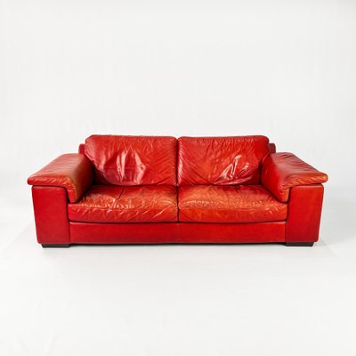 Postmodern Italian Leather Sofa 1980s