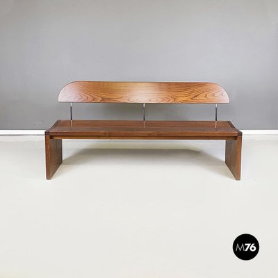 Italian Modern Dining Room Table Chairs Bench in Wood 1980s Set of 5