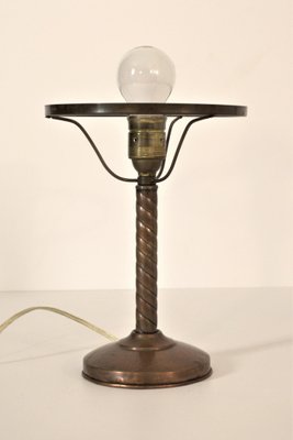 Swedish Grace Copper and Hand Blown Glass Table Lamp 1920s
