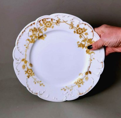 French Porcelain Plates Antique French Porcelain White Red Dessert