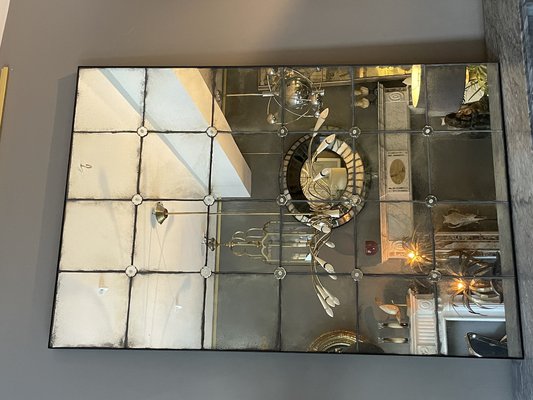 Large Panelled Mirror with Distressed Glass for sale at Pamono