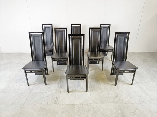 Italian black lacquer dining room chairs store