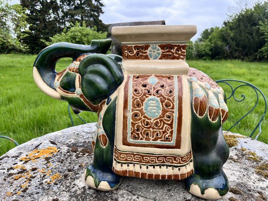 Vintage Ceramic Elephant Plant Stand Vintage Colorful Ceramic Elephant