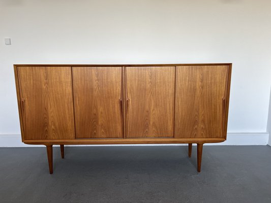 Model 19 High Sideboard in Teak with Sliding Doors by Gunni Omann for Omann Jun 1960s for sale at Pamono