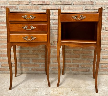 French Cherry You and Me Nightstands with Drawers and Open Shelf 1960s Set of 2 for sale at Pamono