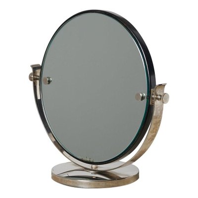 Swedish Art Deco Chromed Round Table Mirror 1930s