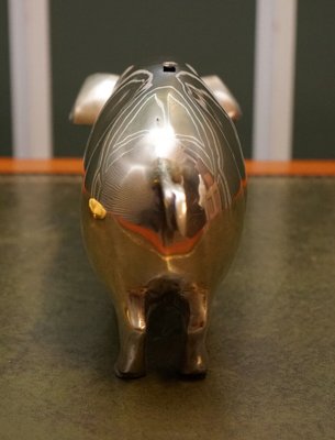 Vintage Brass Piggy Bank 1920s