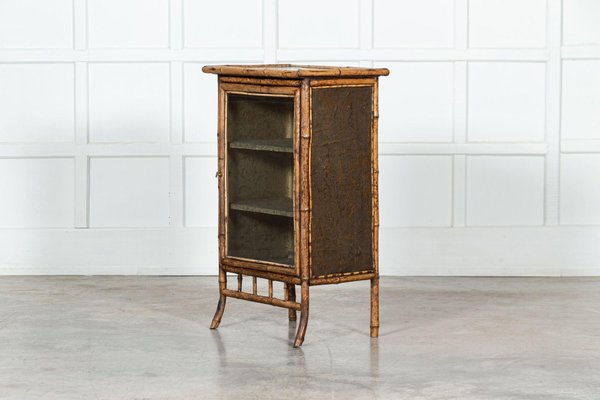 19th Century English Glazed Bamboo Cabinet 1880s
