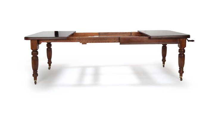 Victorian Wind Out Mahogany Extending Banquet Dining Table England 1910s