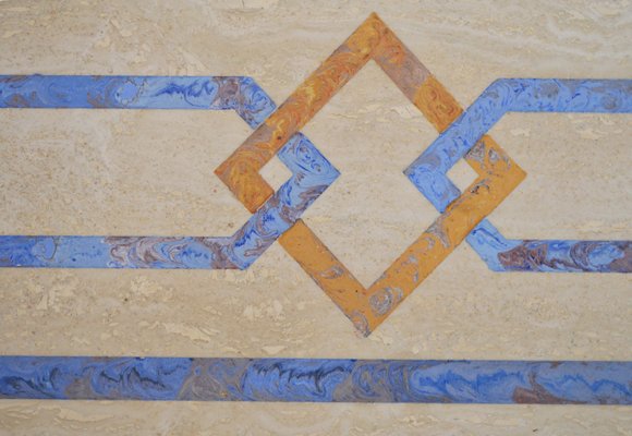 Travertine With Wood Inlay