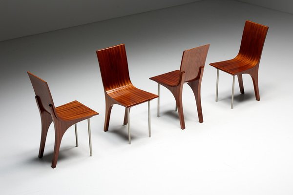 Post Modern Wooden Chair Post Modern Bola Wood And Ruby Metal Stacking