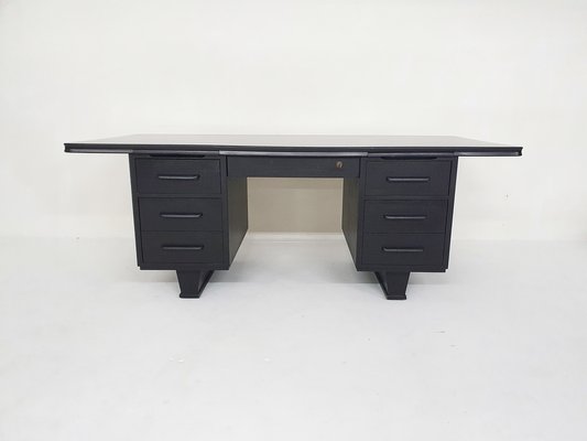 Large Black Wooden Executive Desk 1960s