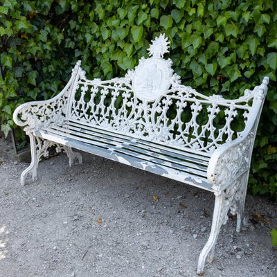 White Garden Bench in Cast Iron for sale at Pamono
