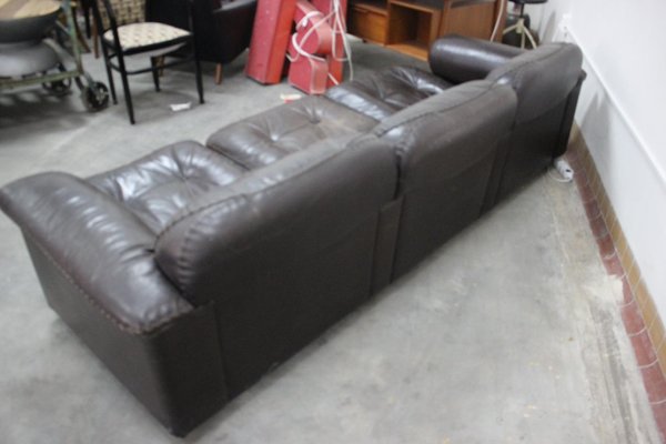 Verstellbares DS 110 Drei Sitzer Sofa aus Leder von De Sede 1970er