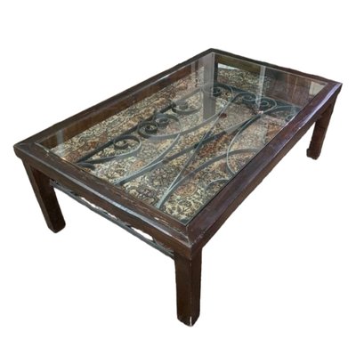Wrought iron and wood coffee table store