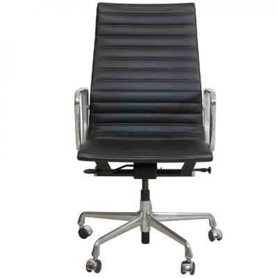 EA 119 Office Chair in Black Leather by Charles Eames for Herman Miller