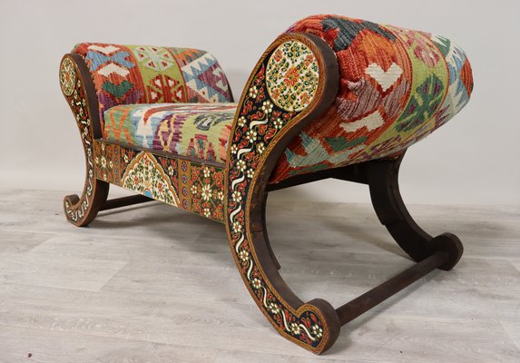 Vintage Chaise Lounge with Kilim Cover 1990s for sale at Pamono