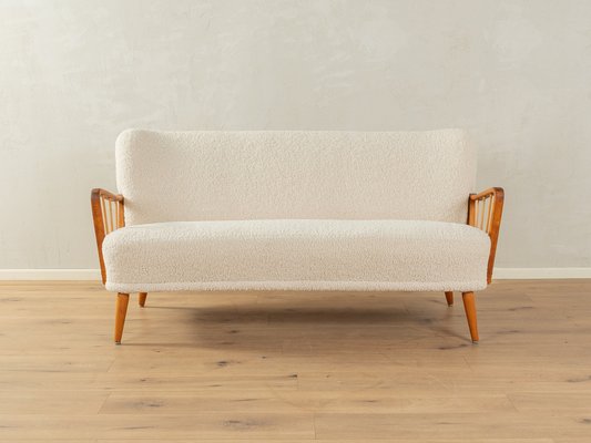 Sofa in White Teddy Upholstery 1950s