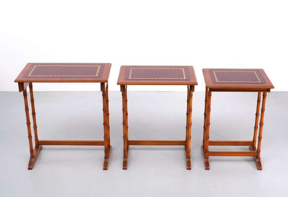 English Cherrywood Nesting Tables from Heldense 1978 Set of 3