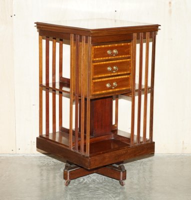 Antique Victorian Walnut Revolving Bookcase 1880s