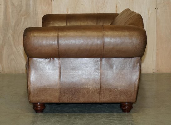 Schottisches Vintage Ledersofa in Braun von Thomas Lloyd 2er Set bei Pamono kaufen