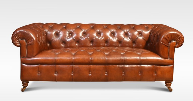 Leather Deep Buttoned Chesterfield Sofa for sale at Pamono