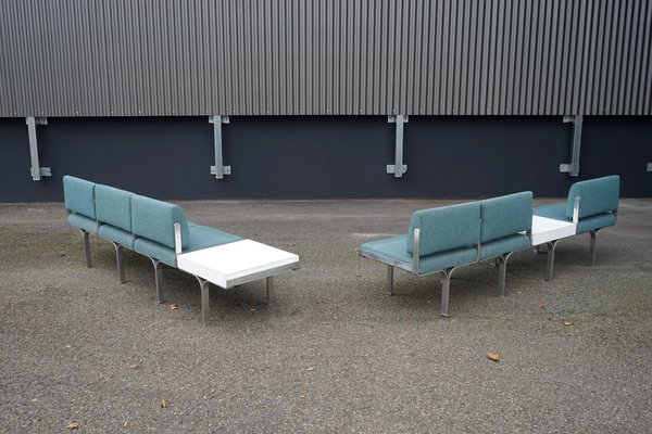 Aluminum Bench Concrete Large Mid Century Upholstered Aluminum Bench