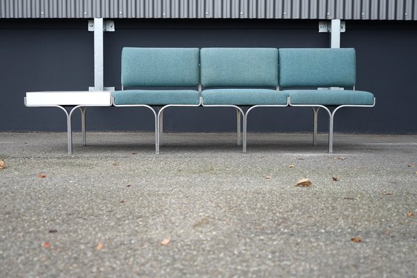 Aluminum Bench Concrete Large Mid Century Upholstered Aluminum Bench