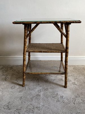 Antique British Tiger Bamboo Side Table 19th Century