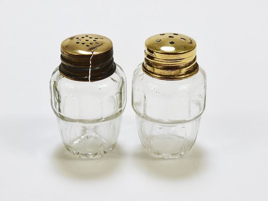 Mini salt and pepper shakers gold top store