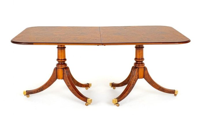 Regency Extendable Pedestal Dining Table in Walnut 1930s