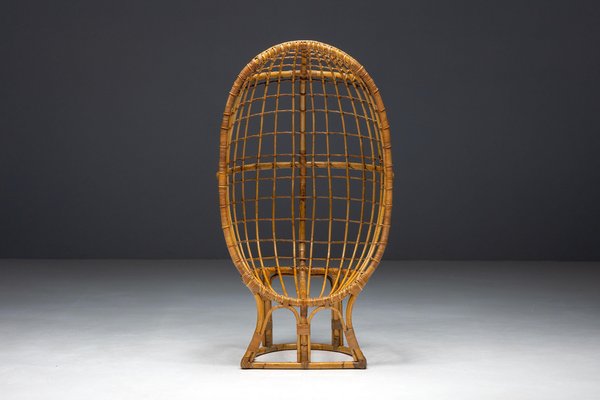 Mid Century Egg Chair aus Bambus Italien 1970er