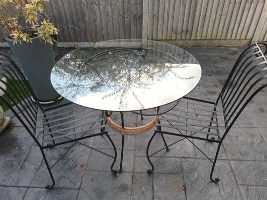 Vintage Garten Bistro Set aus Schmiedeeisen 3 bei Pamono kaufen