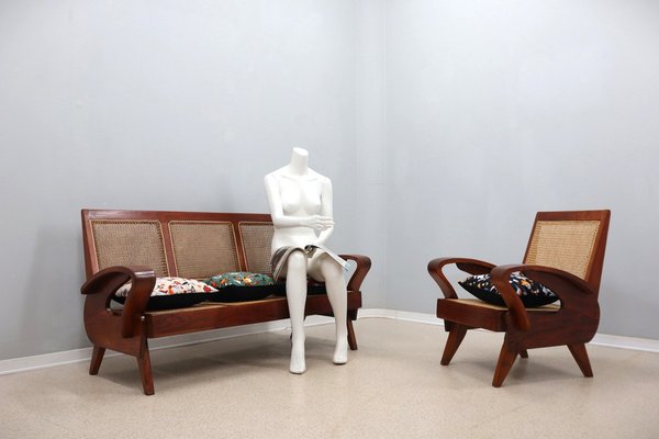 Three seater wooden chair store