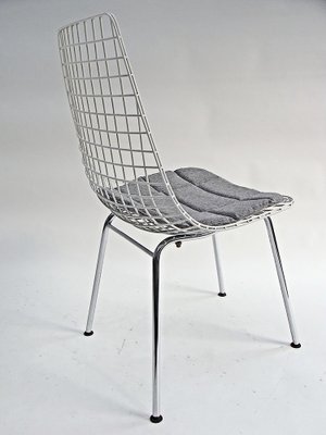 Wire Chairs in Chrome and White Steel Mesh Set of 4