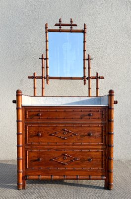 19th Century French Faux Bamboo Chest of Drawers Mirror 1890s for sale at Pamono