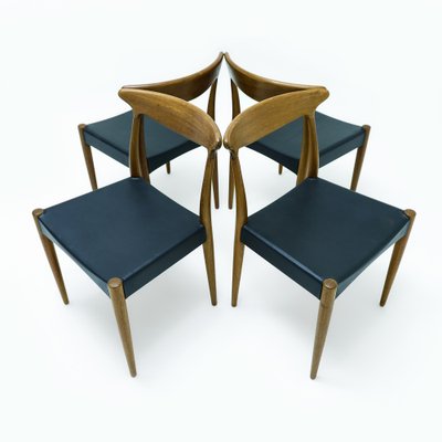 Mid Century Danish MK310 Teak Dining Chairs by Arne Hovmand Olsen for Mogens Kold 1950s Set of 4