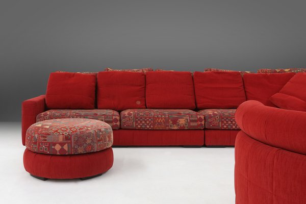Red microfiber sectional store