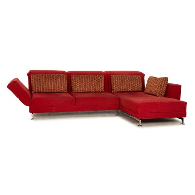 Bruhl Moule Fabric Corner Sofa Red Chaise Longue Right Manual Function Relaxation Function Sofa Couch