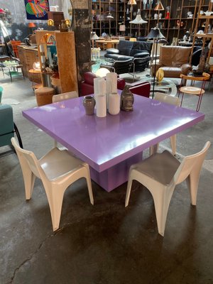 Large Square Dining Table in Metal 1970s for sale at Pamono